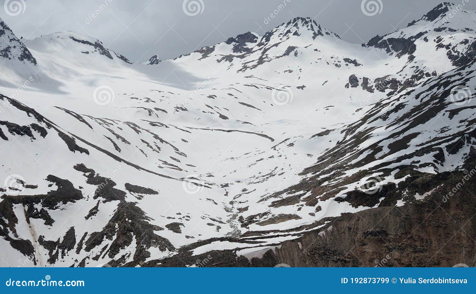 Beautiful View of the Melting Snows of Mount Cheget in Summer Stock ...