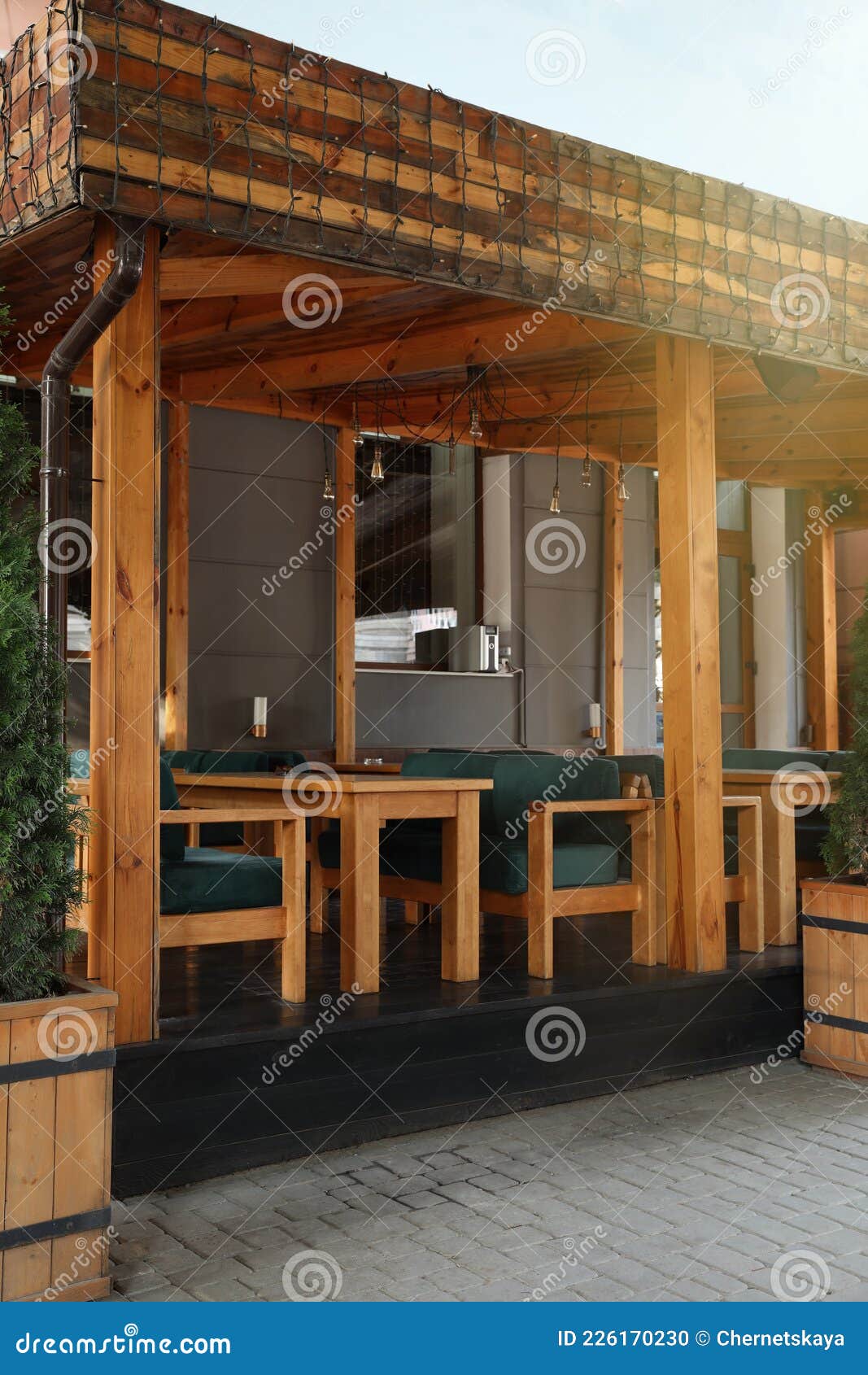 Beautiful View of Modern Cafe with Terrace Stock Photo - Image of idea ...