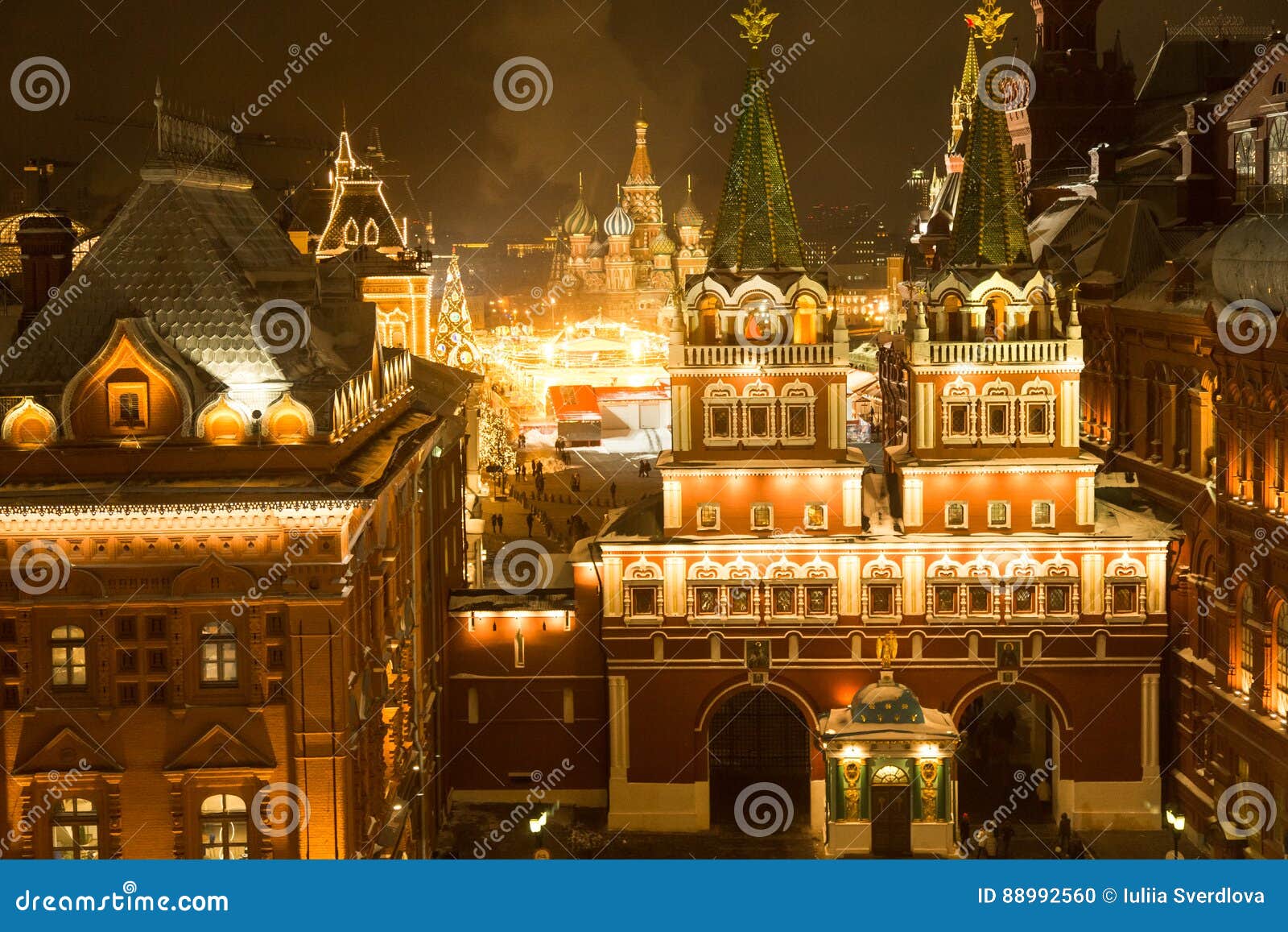 Beautiful View of the Moscow Ice Rink and Red Square Stock Photo ...