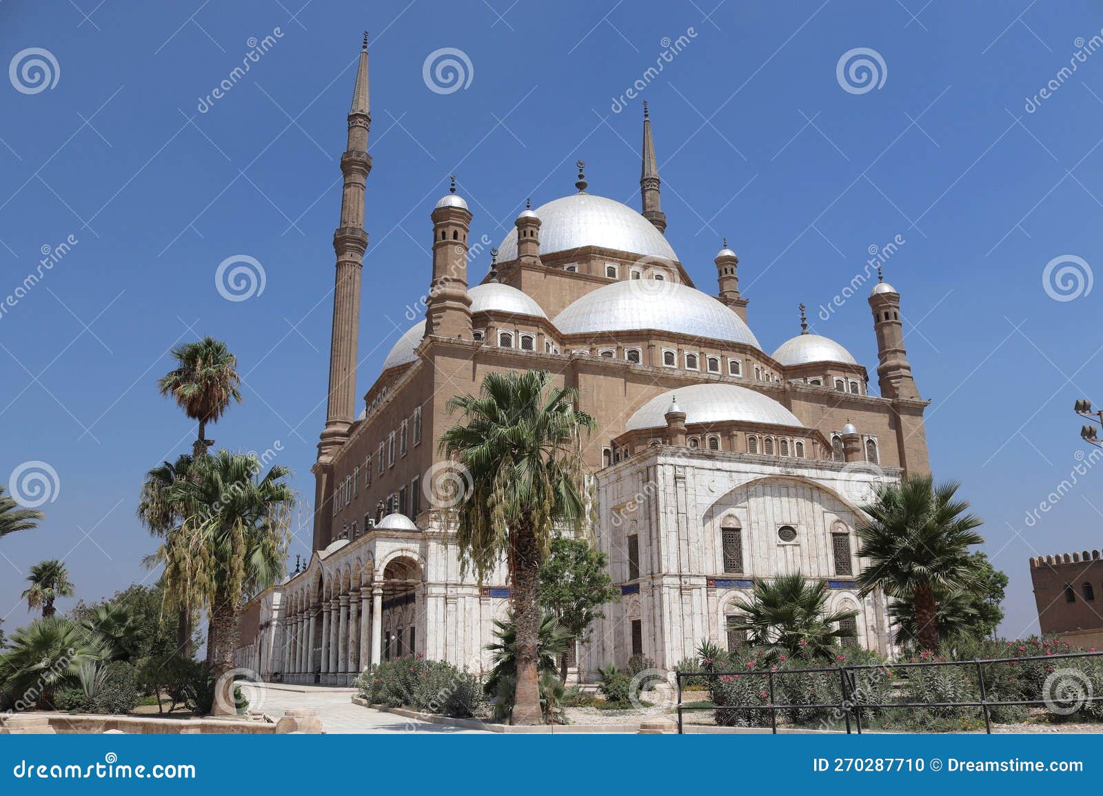Beautiful View of the Mosque and Palm Trees Stock Photo - Image of ...