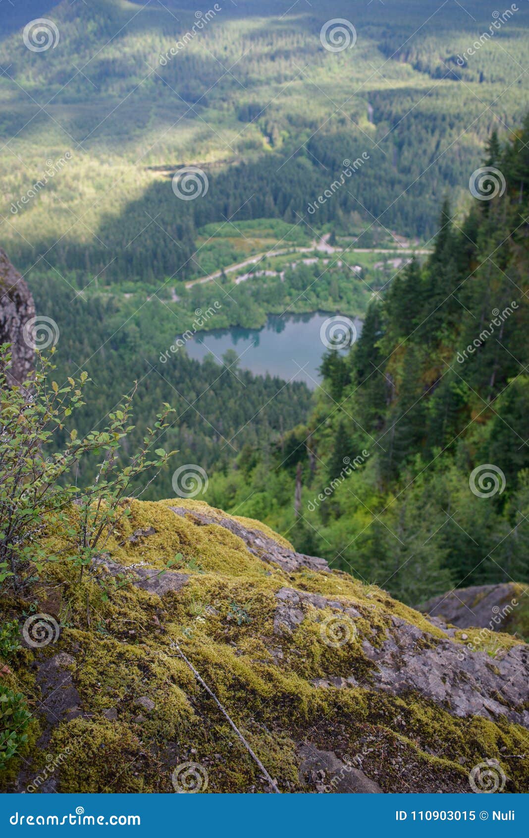 Beautiful View from Mountain Top on Lake in the Valley Stock Image ...