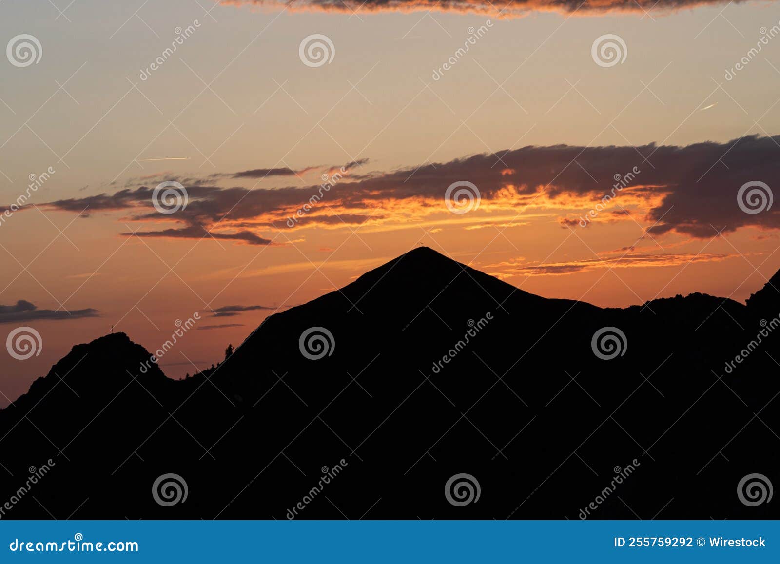 Beautiful View of Mountains during Orange Sunset Stock Photo - Image of ...