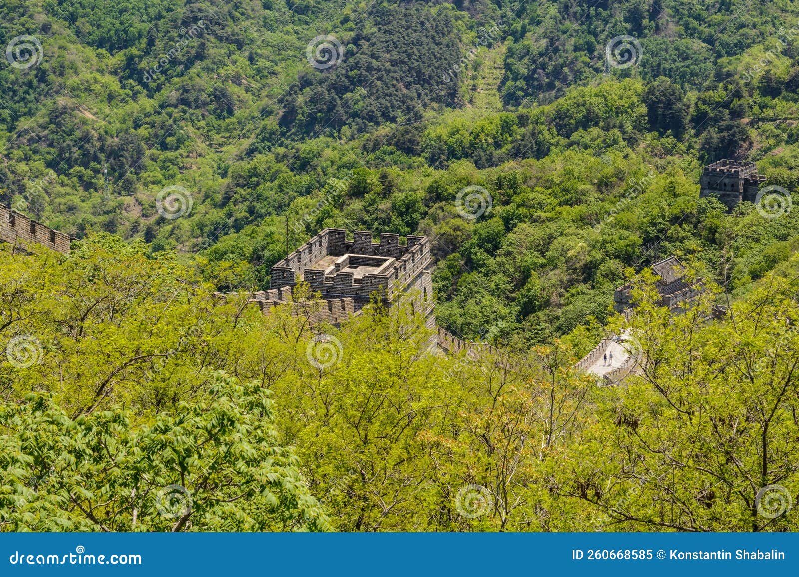 Beautiful View of the Mountains and the Wall. Great Wall. the Great Man ...