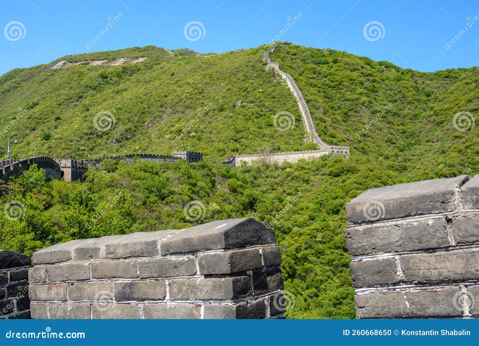 Beautiful View of the Mountains and the Wall. Great Wall. the Great Man ...