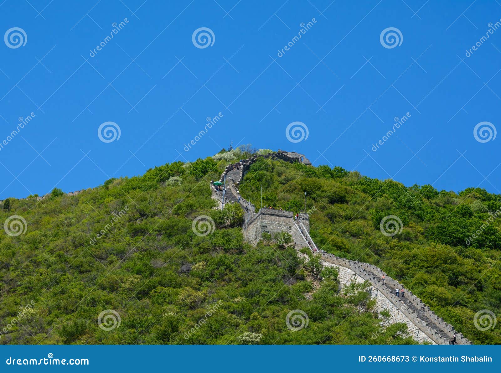 Beautiful View of the Mountains and the Wall. Great Wall. the Great Man ...