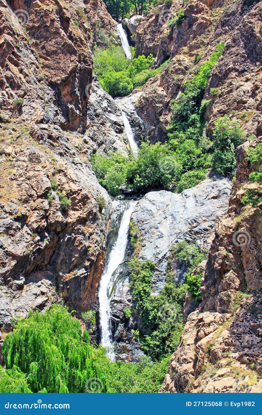 Beautiful View of Mountains and a Waterfall Stock Photo - Image of bush ...
