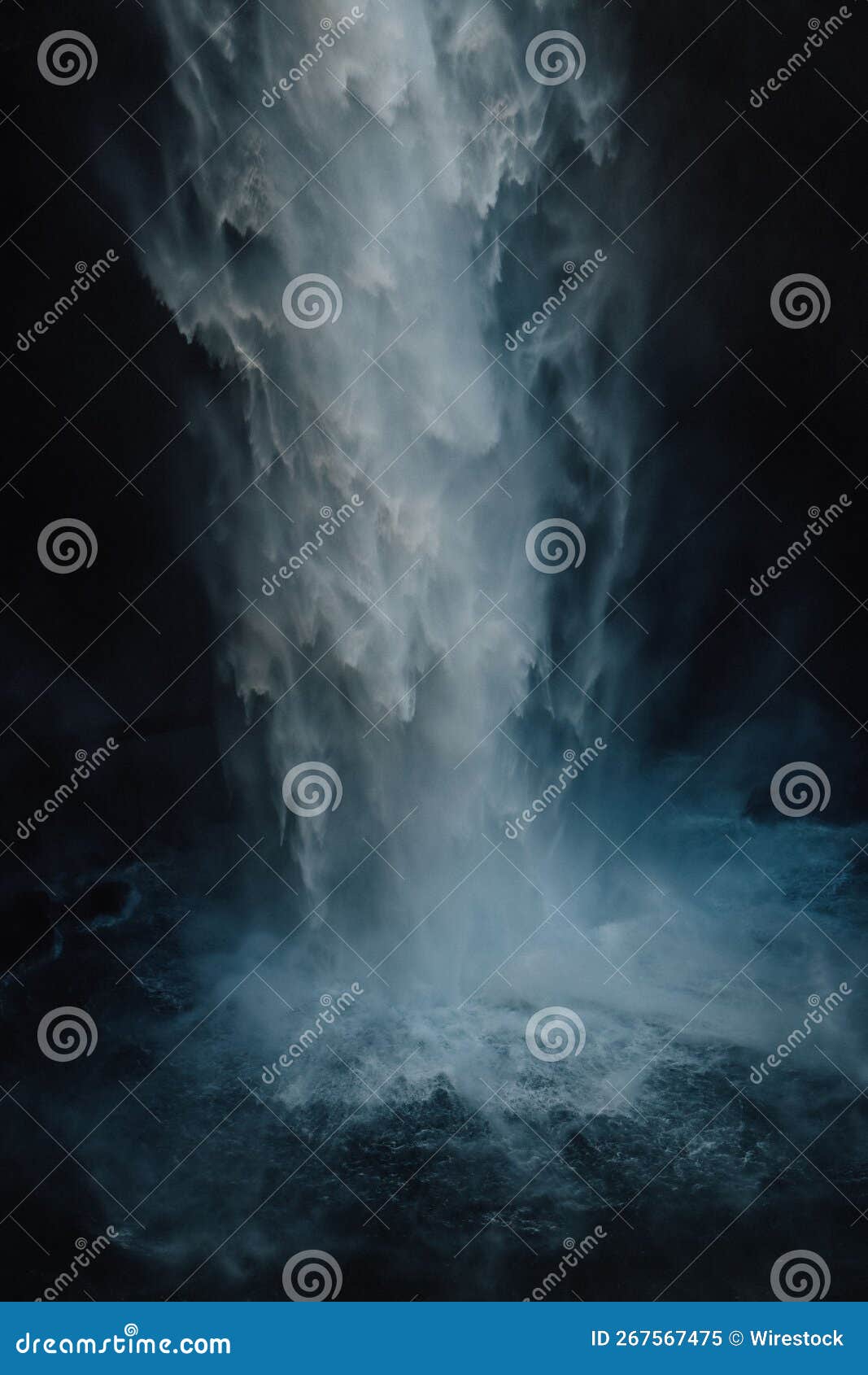Beautiful View of a Mysterious Waterfall in the Dark Stock Image ...
