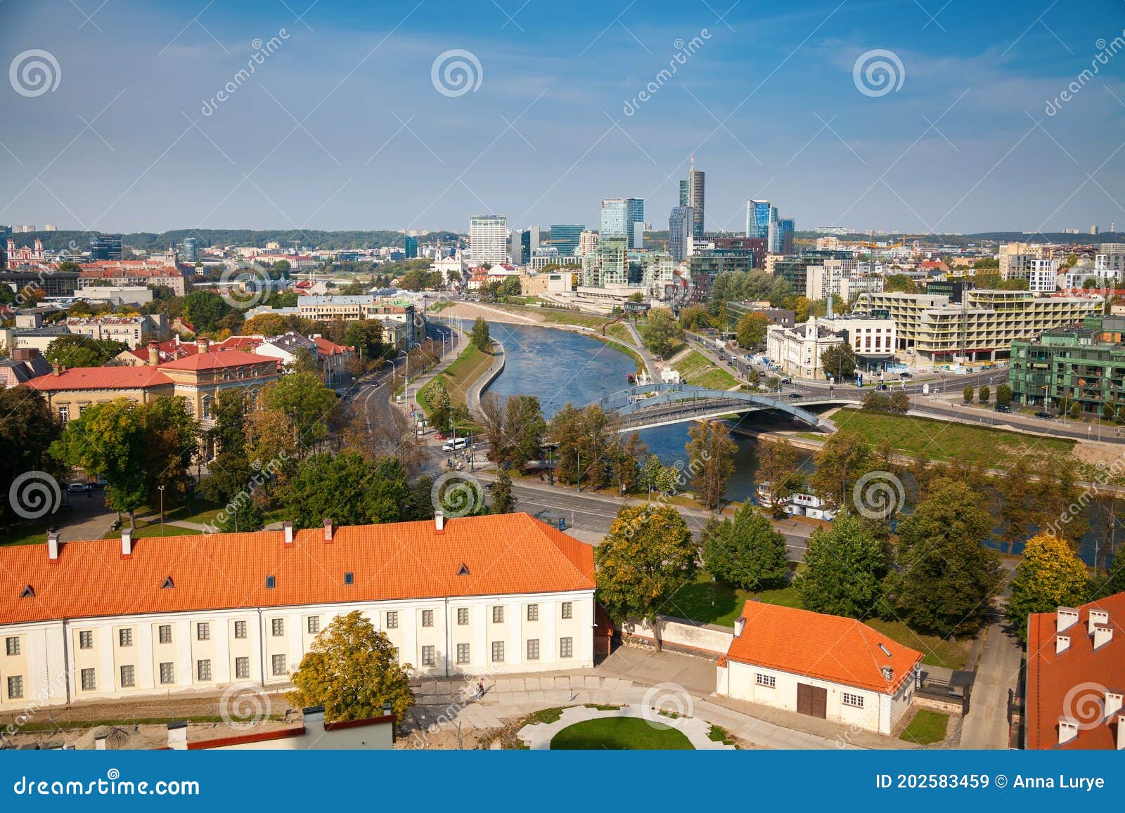 Beautiful View of the Neris River and Vilnius Downtown Stock Image ...