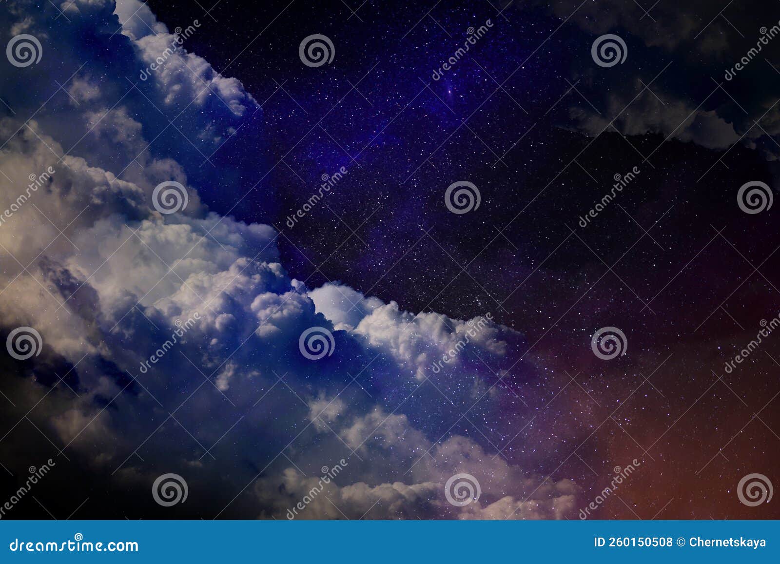 Beautiful View of Night Sky with Clouds and Stars Stock Photo - Image ...