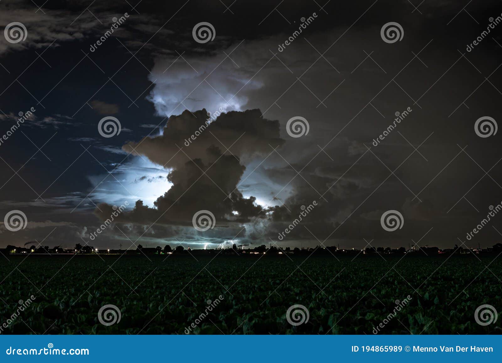 Electric Storm Cloud at Night Stock Image - Image of danger, fear ...