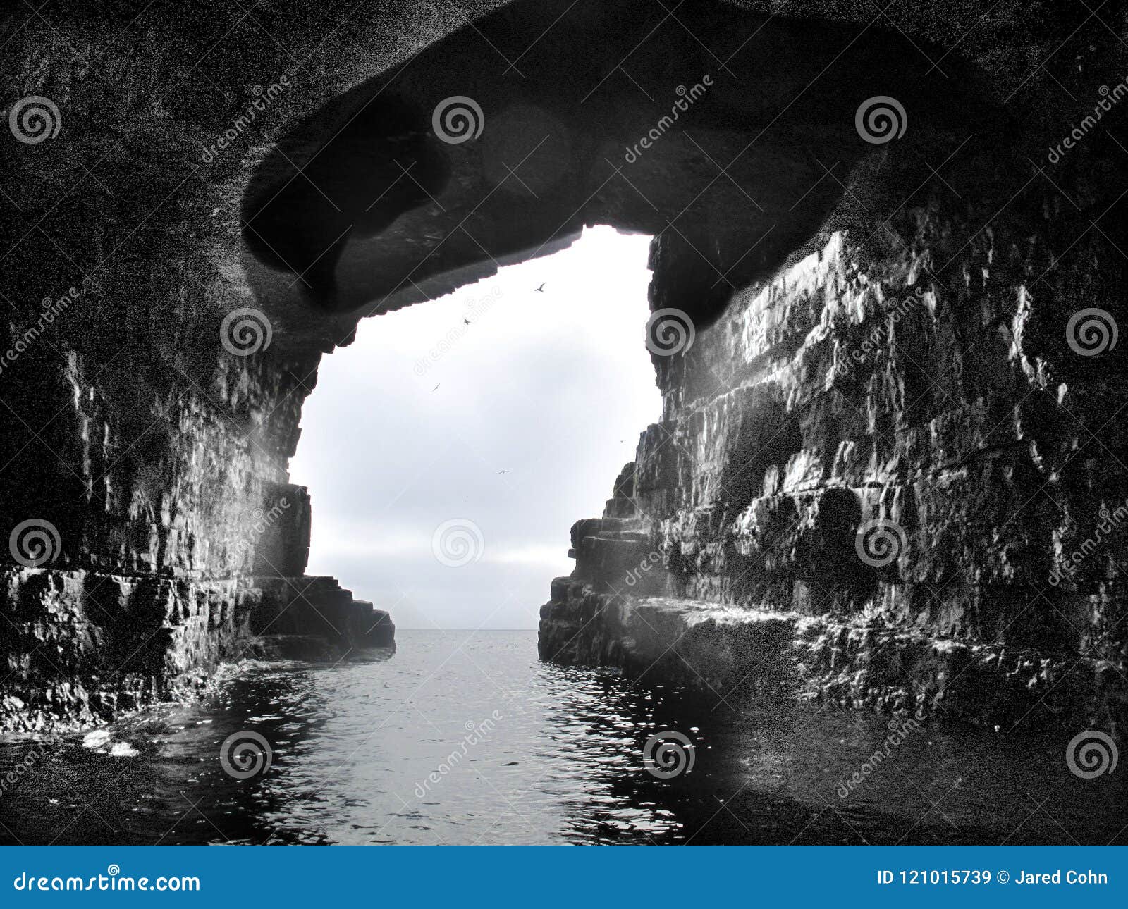 Beautiful View of the Ocean from Inside a Dark Cave in the Arctic Stock ...