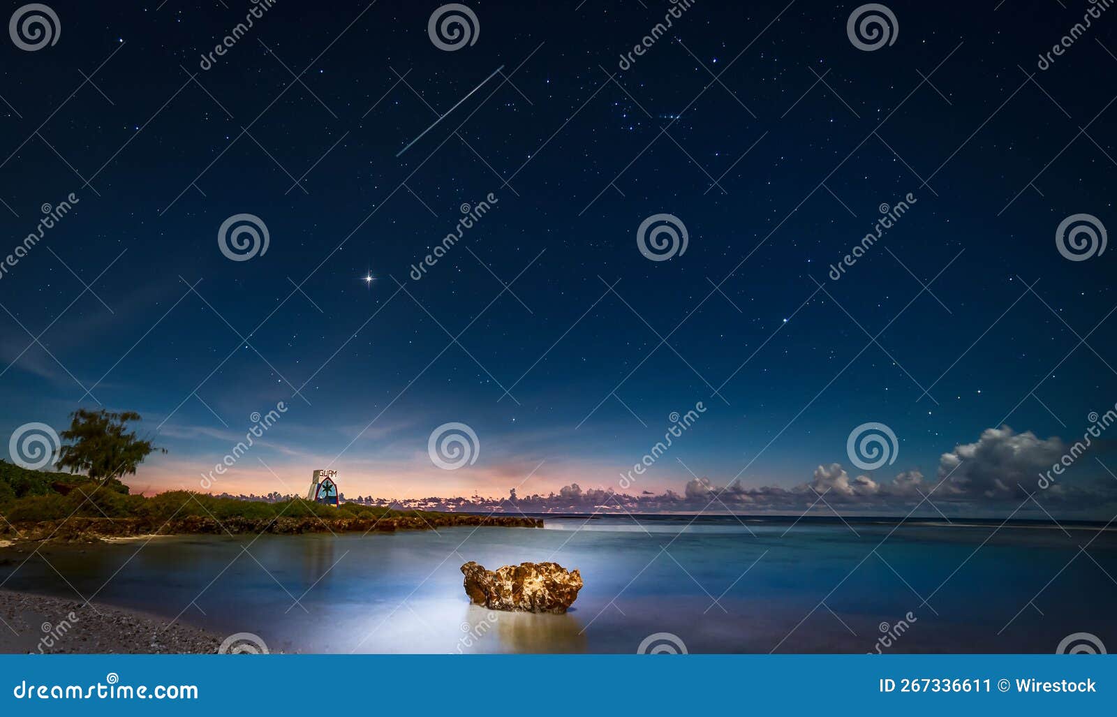 Beautiful View of Ocean Water with Starry Sky in the Background Stock ...