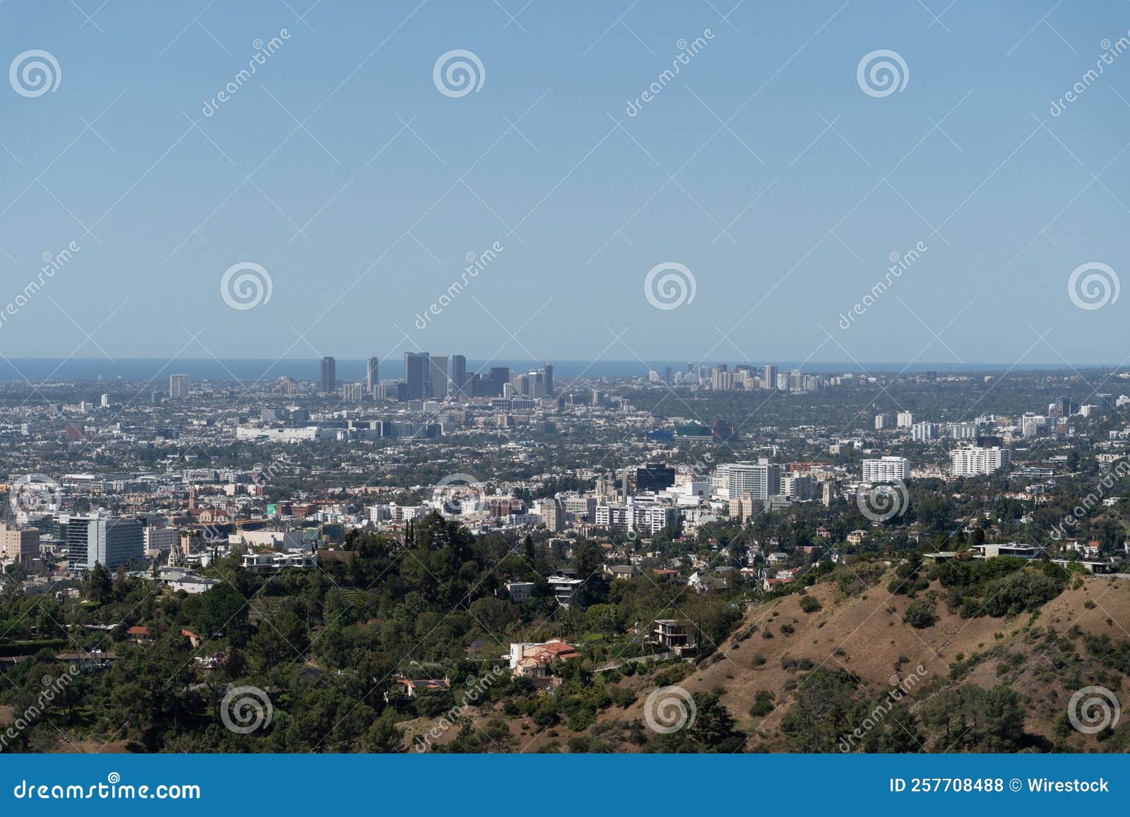 Beautiful View Over Los Angles Skyline with Buildings Seen in the Far ...