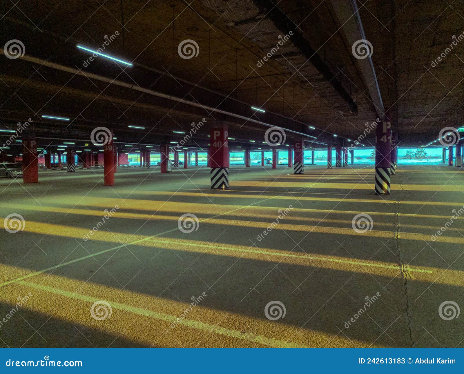 A Beautiful View of the Parking Lot Stock Image - Image of darkness ...