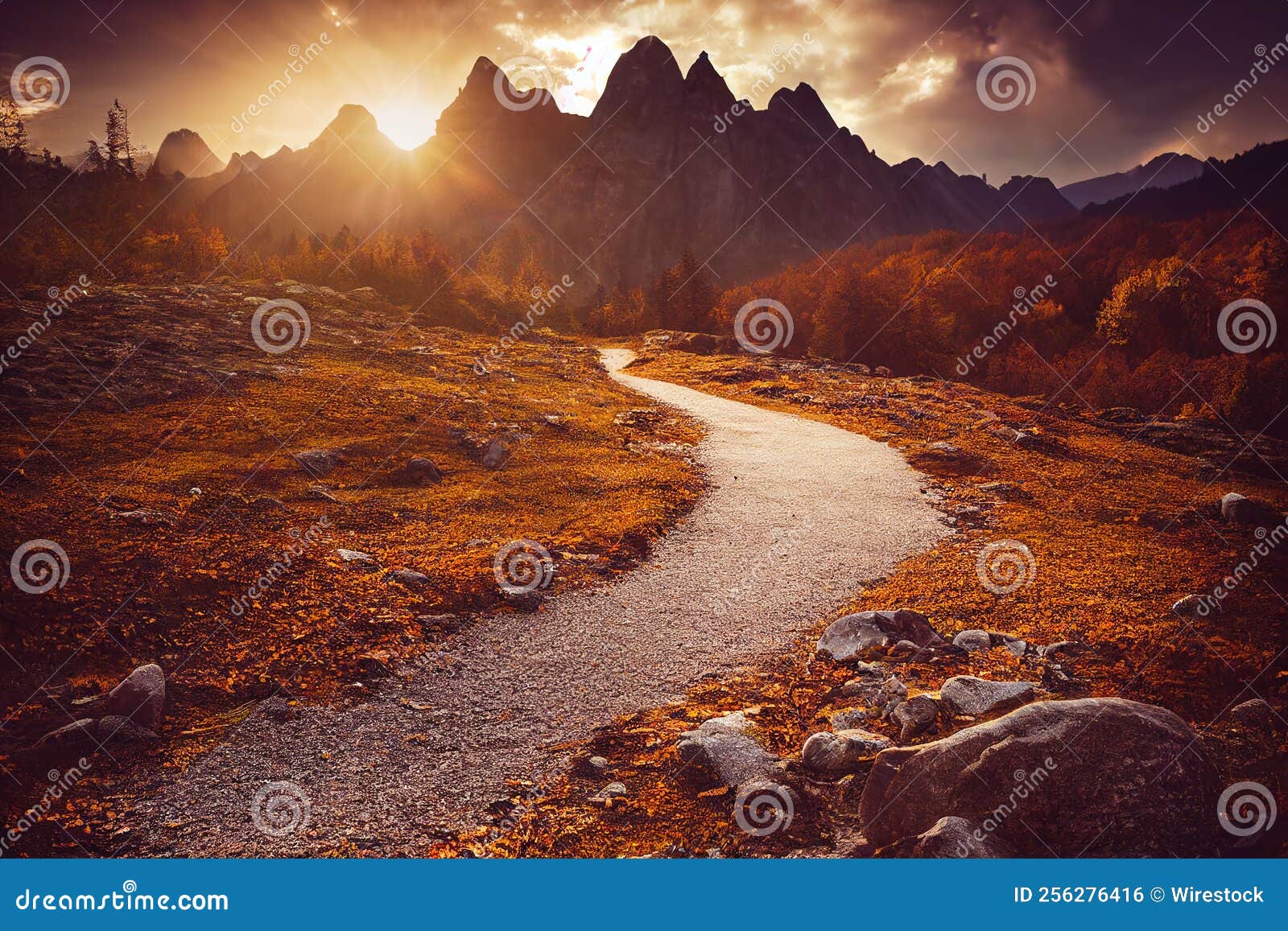 Beautiful View of a Pathway Near Forest and Mountains Captured during ...