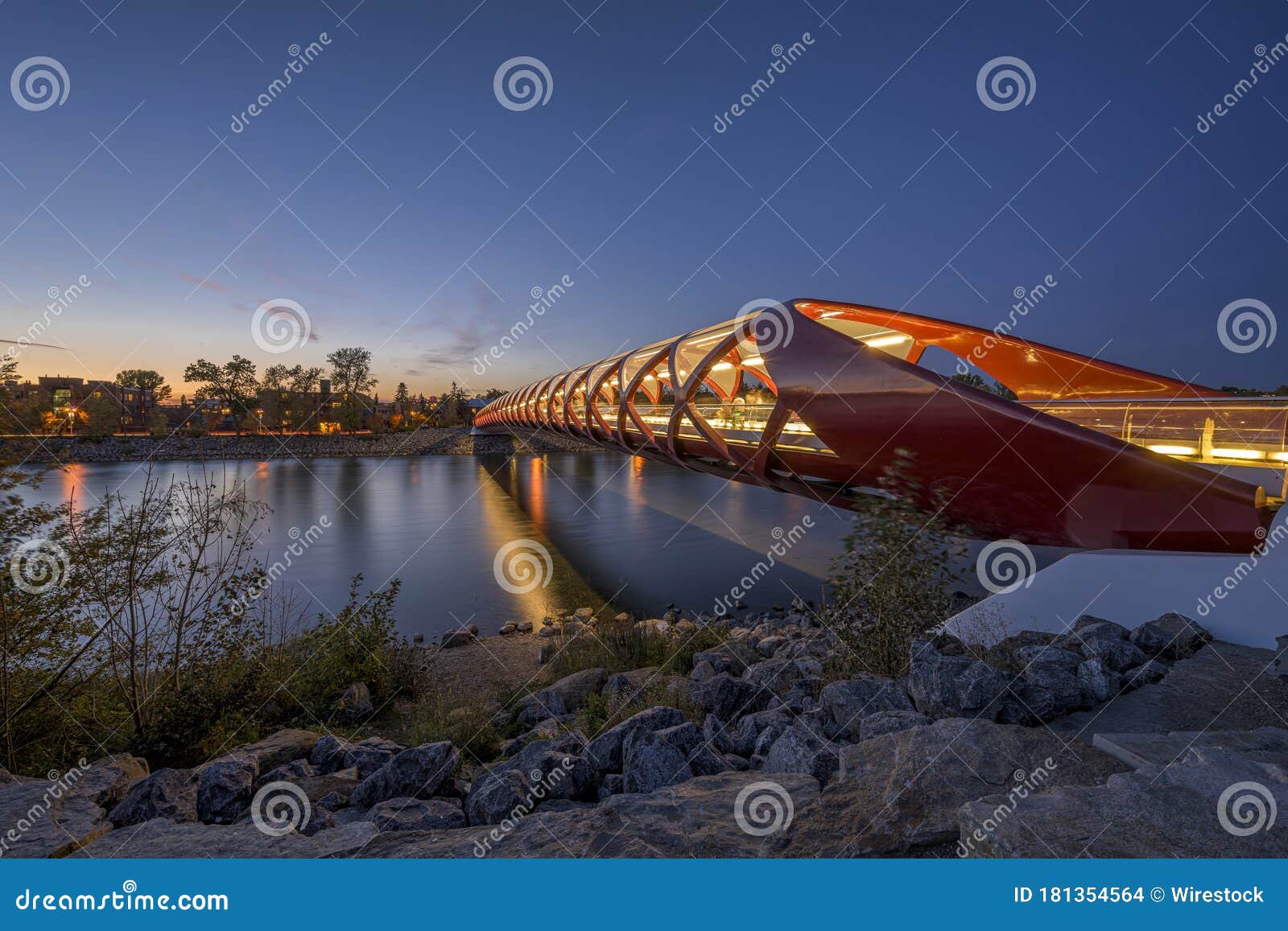Beautiful View of the Peace Bridge Over the River Captured in Calgary ...
