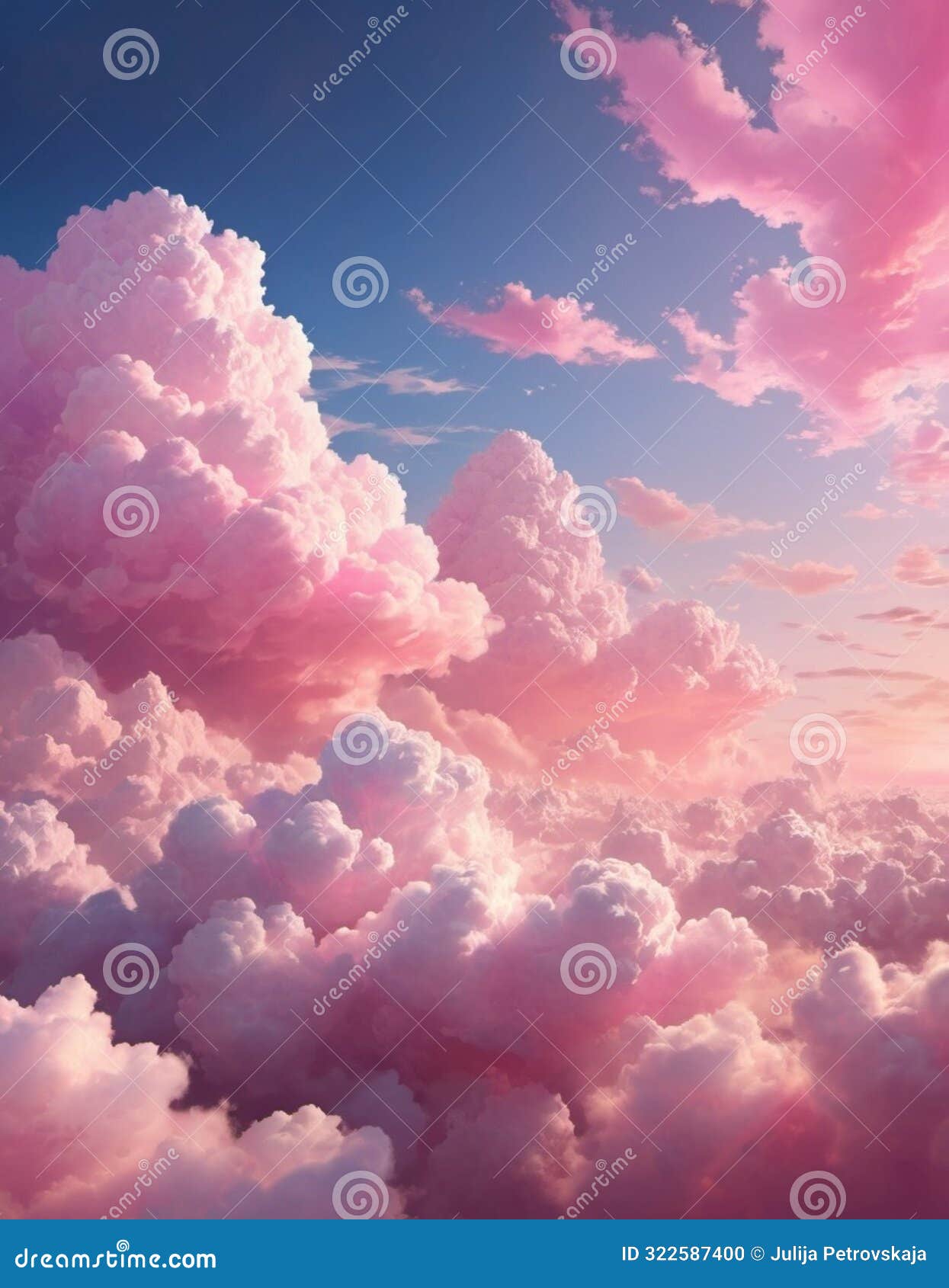 Beautiful View of Pink Clouds in Vibrant Sunset Sky. Clouds are Fluffy ...