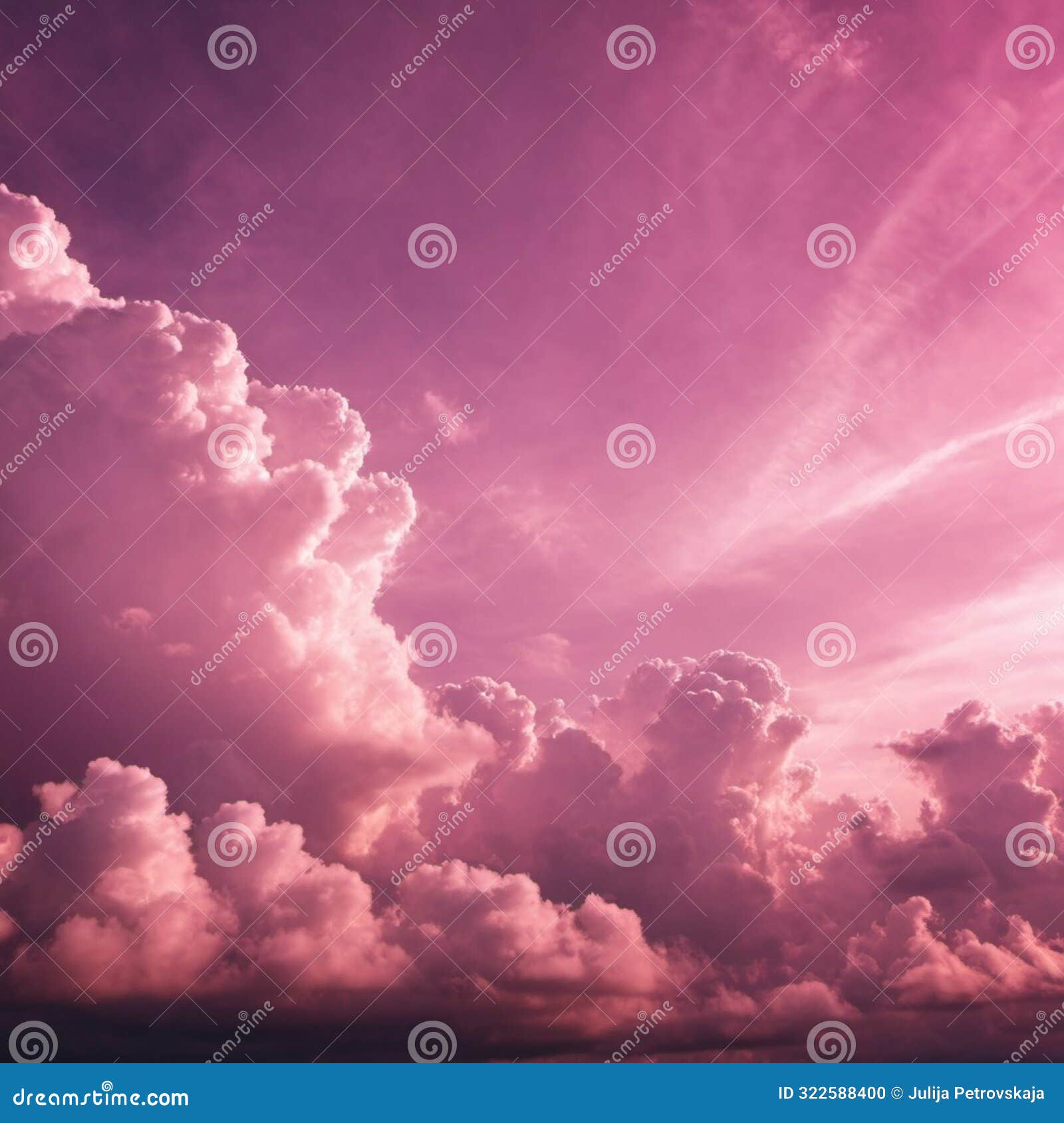 Beautiful View of Pink Clouds in Vibrant Sunset Sky. Clouds are Fluffy ...