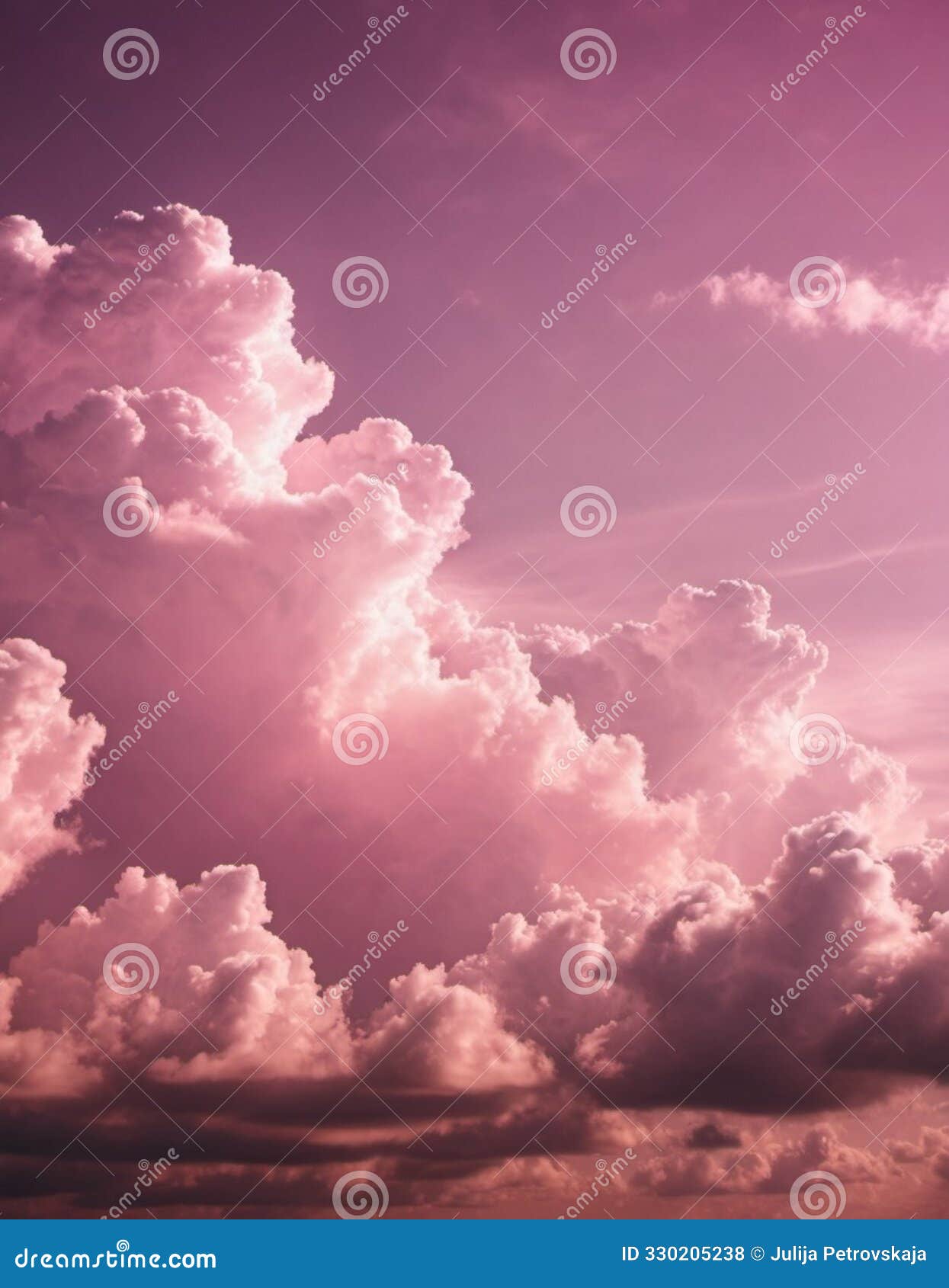 Beautiful View of Pink Clouds in Vibrant Sunset Sky. Clouds are Fluffy ...