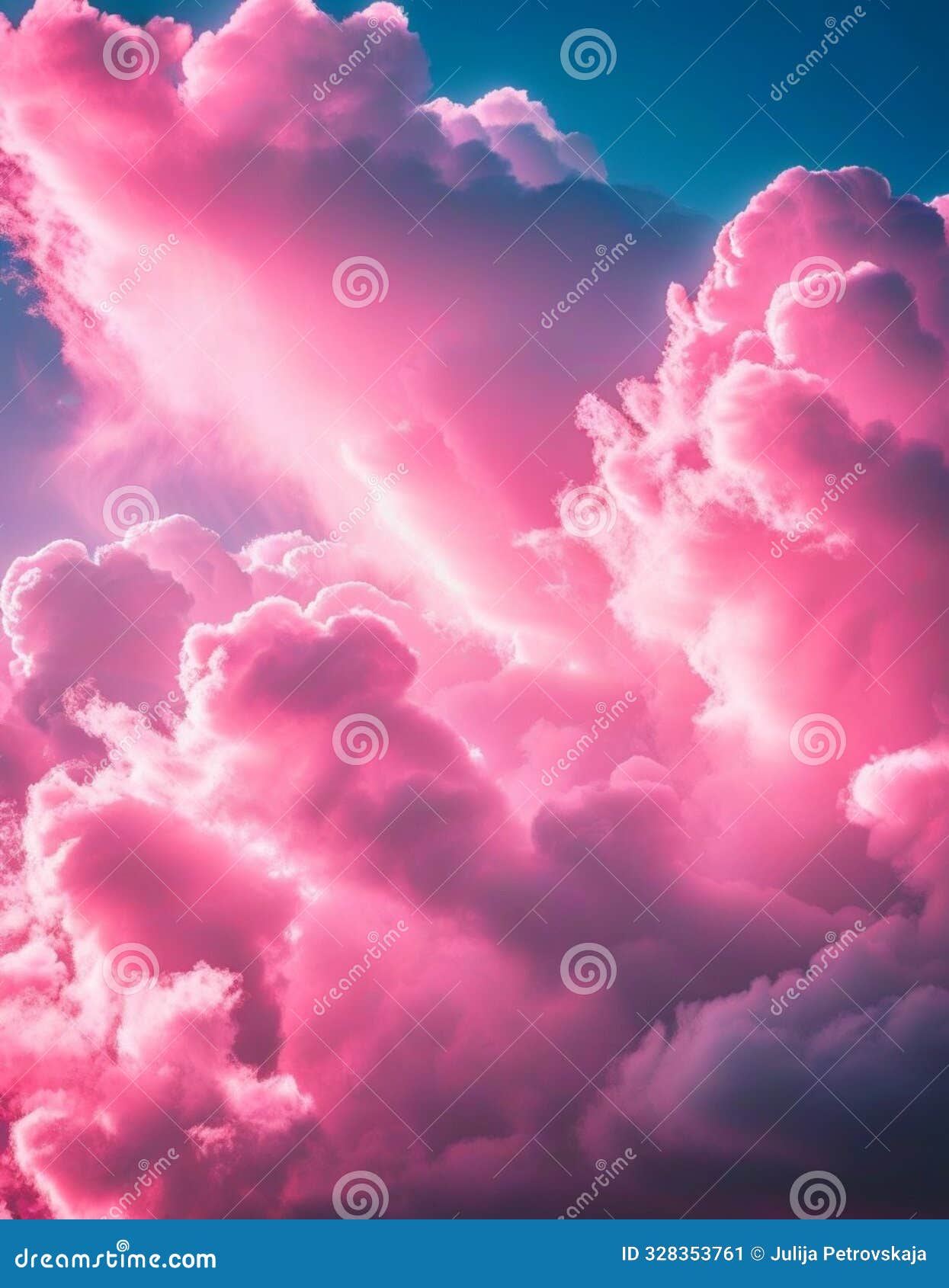 Beautiful View of Pink Clouds in Vibrant Sunset Sky. Clouds are Fluffy ...