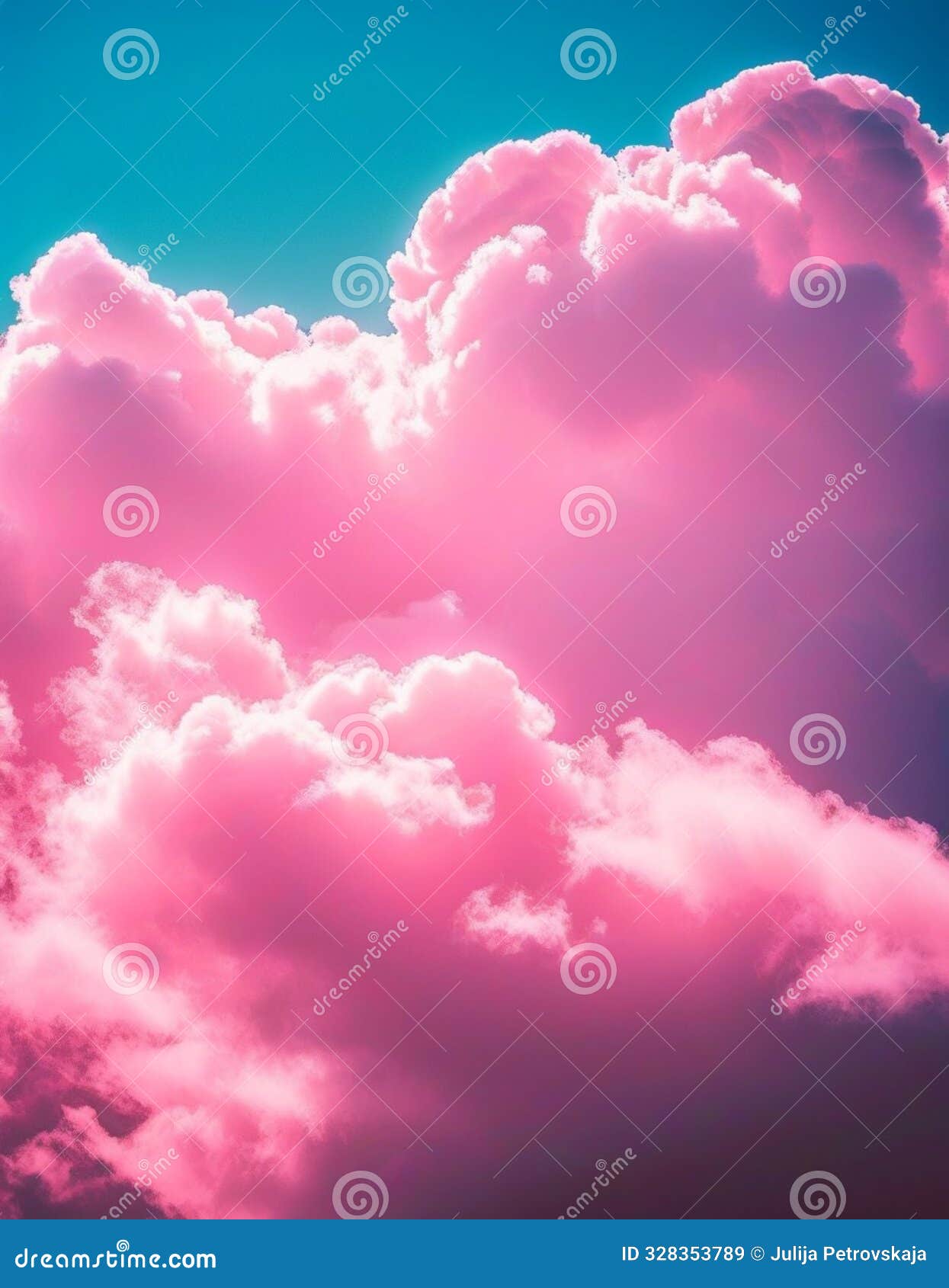 Beautiful View of Pink Clouds in Vibrant Sunset Sky. Clouds are Fluffy ...