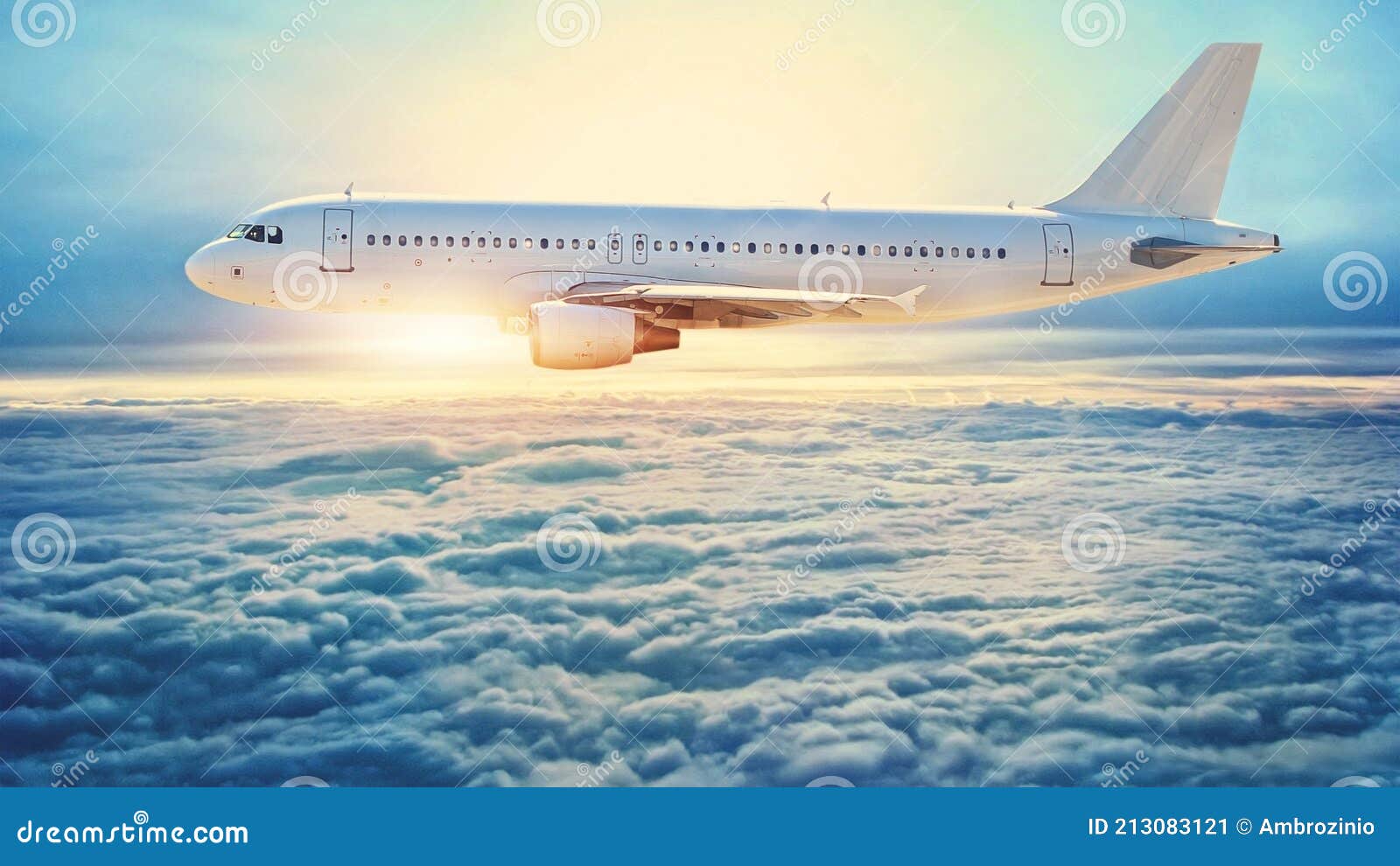 View of the Plane in the Air on a Sunny Day Stock Image - Image of ...