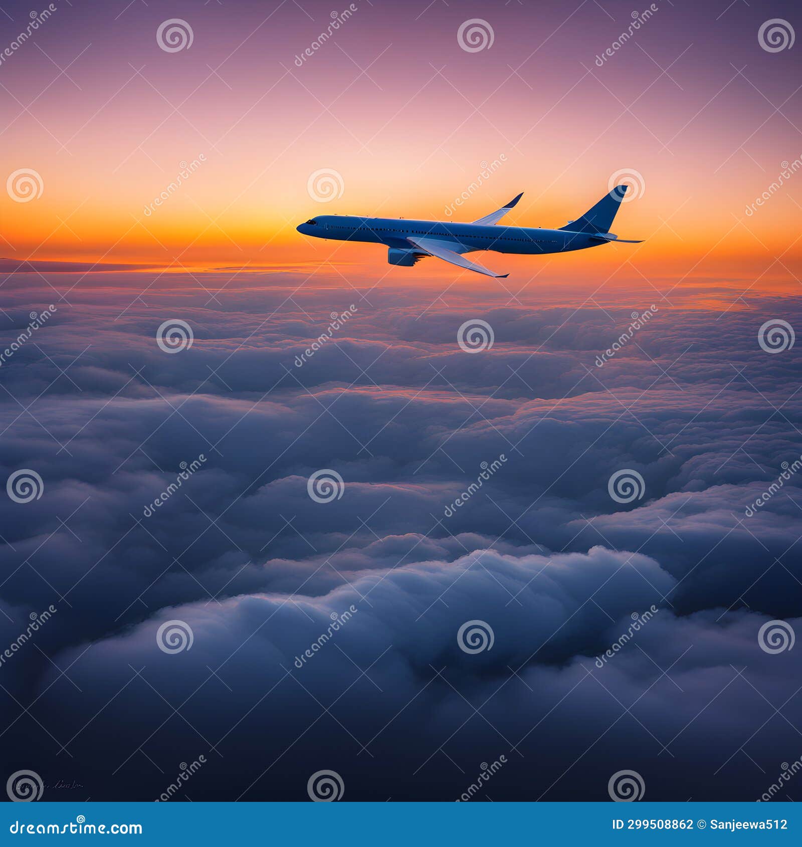 Beautiful View Plane in the Sky Stock Illustration - Illustration of ...