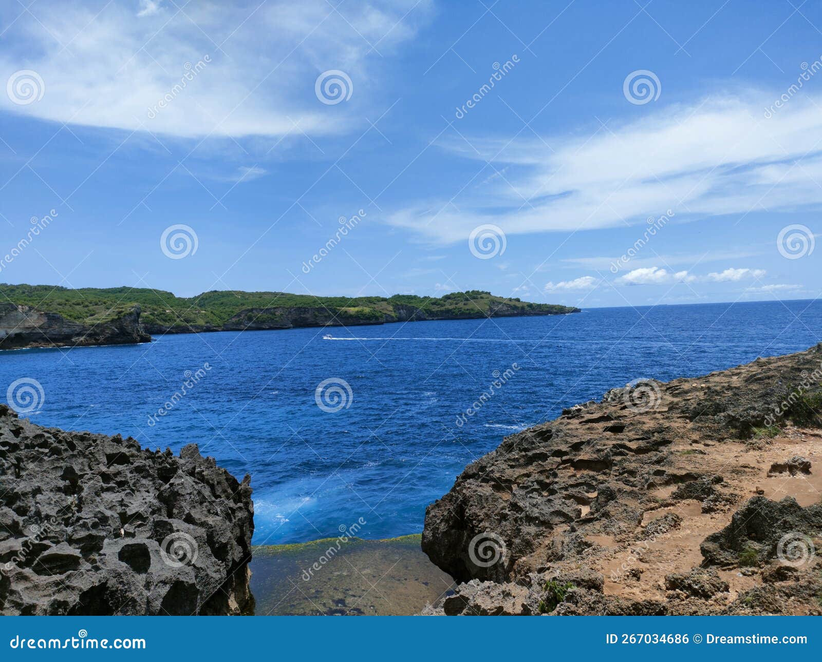 Beautiful View of Reef, Stone, Ocean, and Sky. the Mixture of Beautiful ...