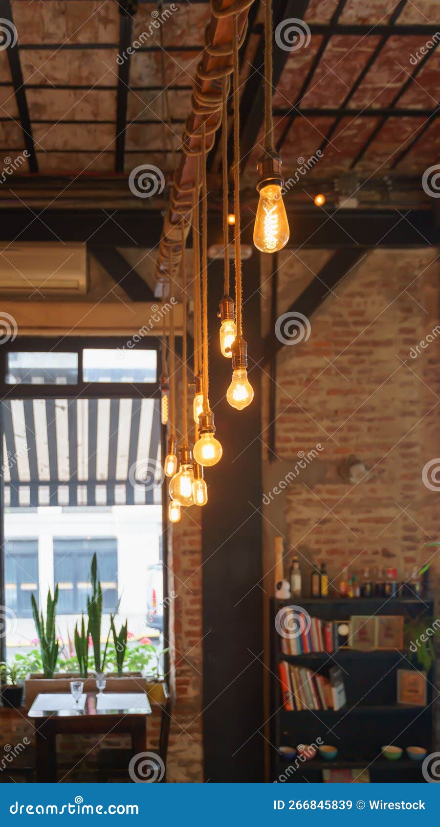 Beautiful View of Restaurant Lights Stock Image - Image of interior ...