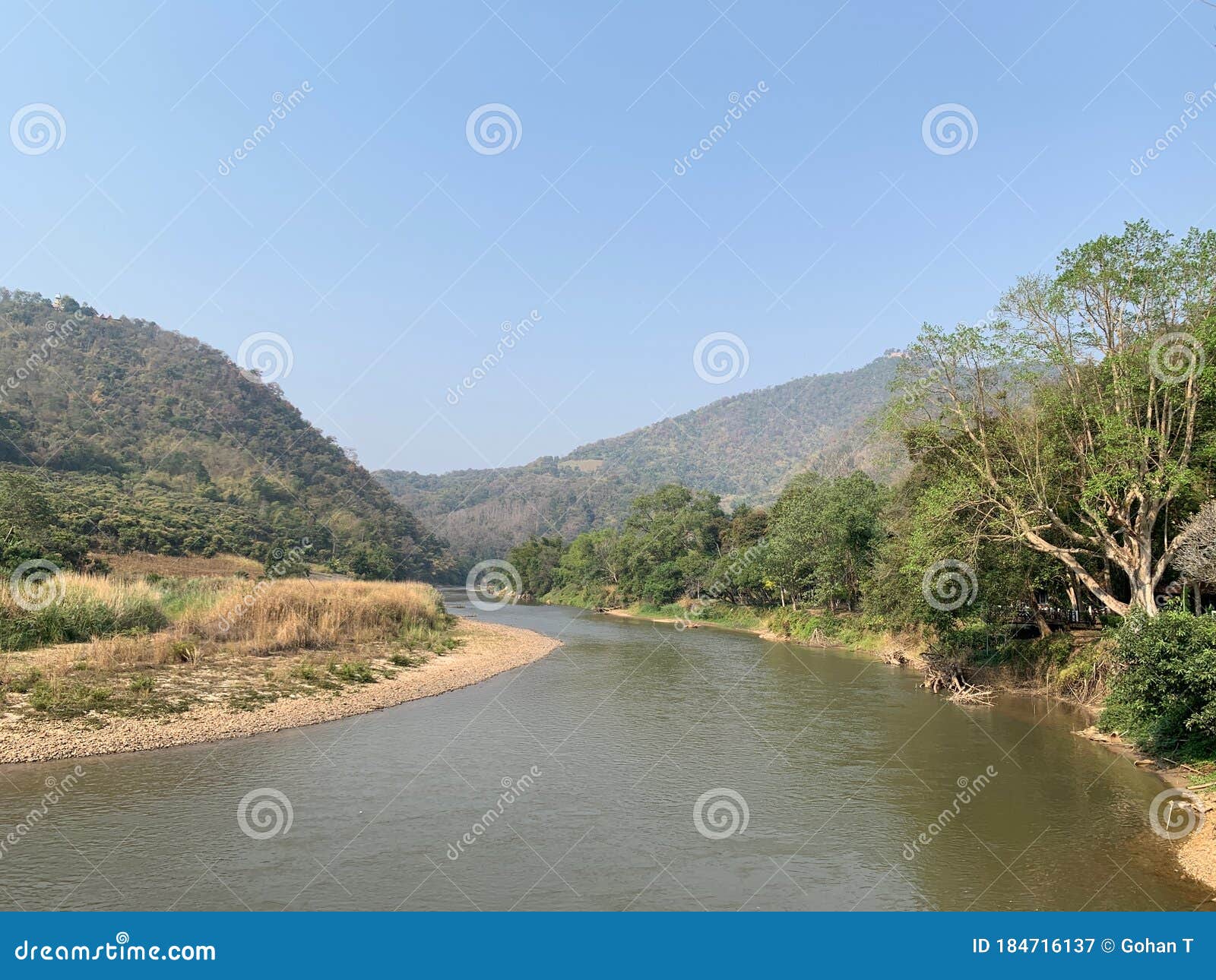 The Beautiful View of the River Parallel To the Mountains Under the ...