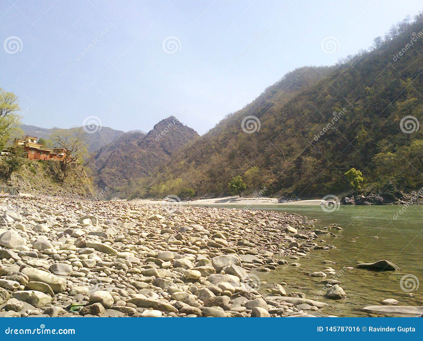 River-side Rocks and Mountain View Stock Photo - Image of side ...