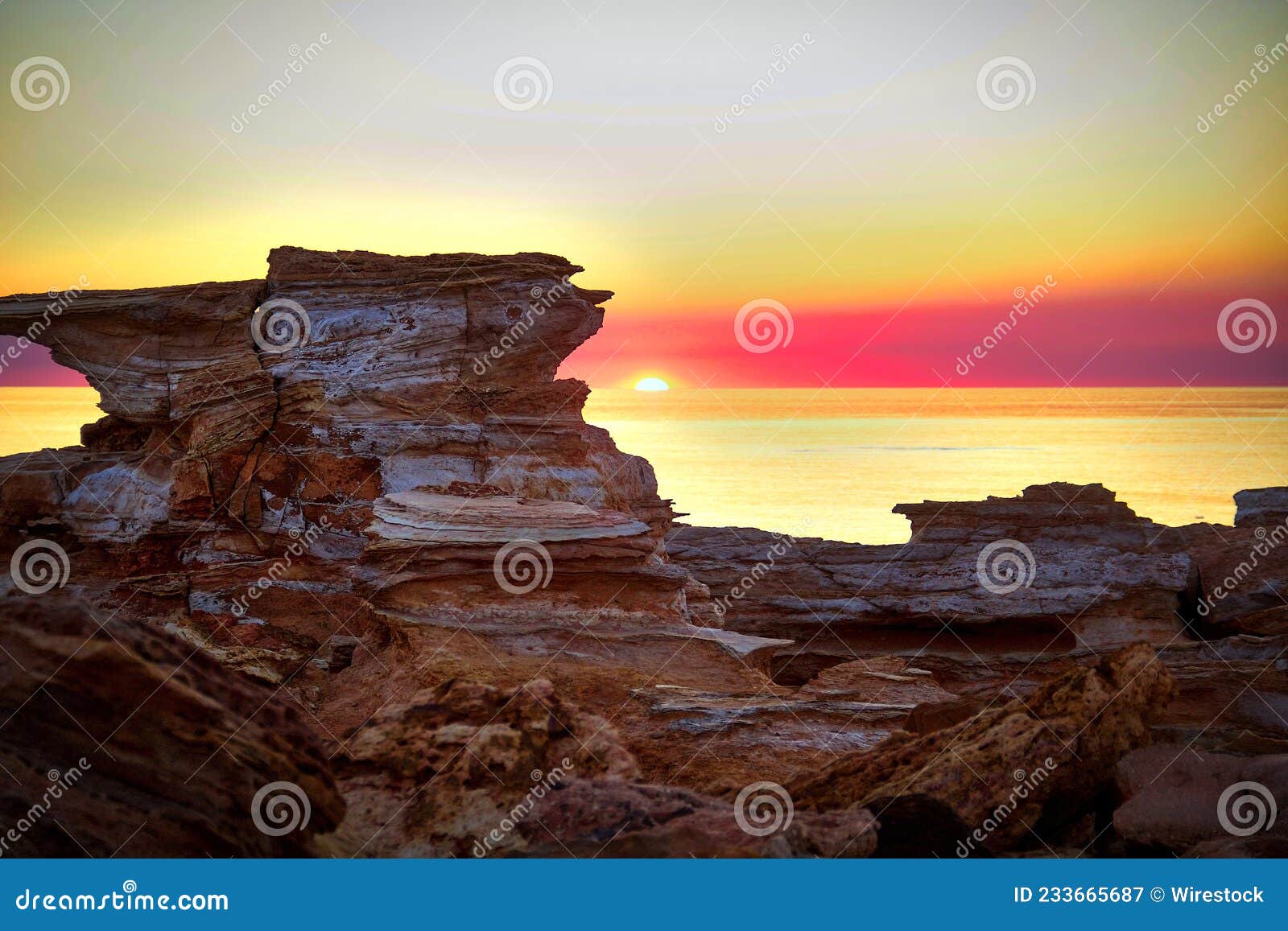 Beautiful View of a Rock in the Sunset Sky Background Stock Image ...