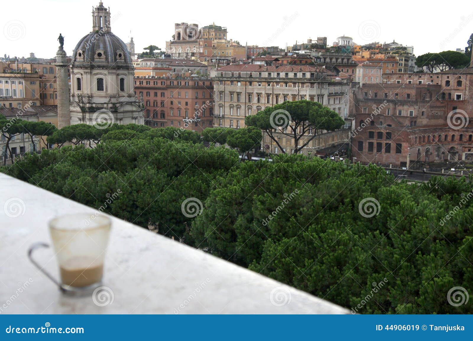 Beautiful View of Rome and Cup with Cafe Latte Stock Image - Image of ...
