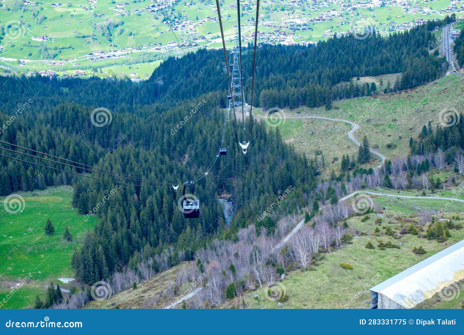 Beautiful View from Rope-way Cable Car in Europe Stock Image - Image of ...