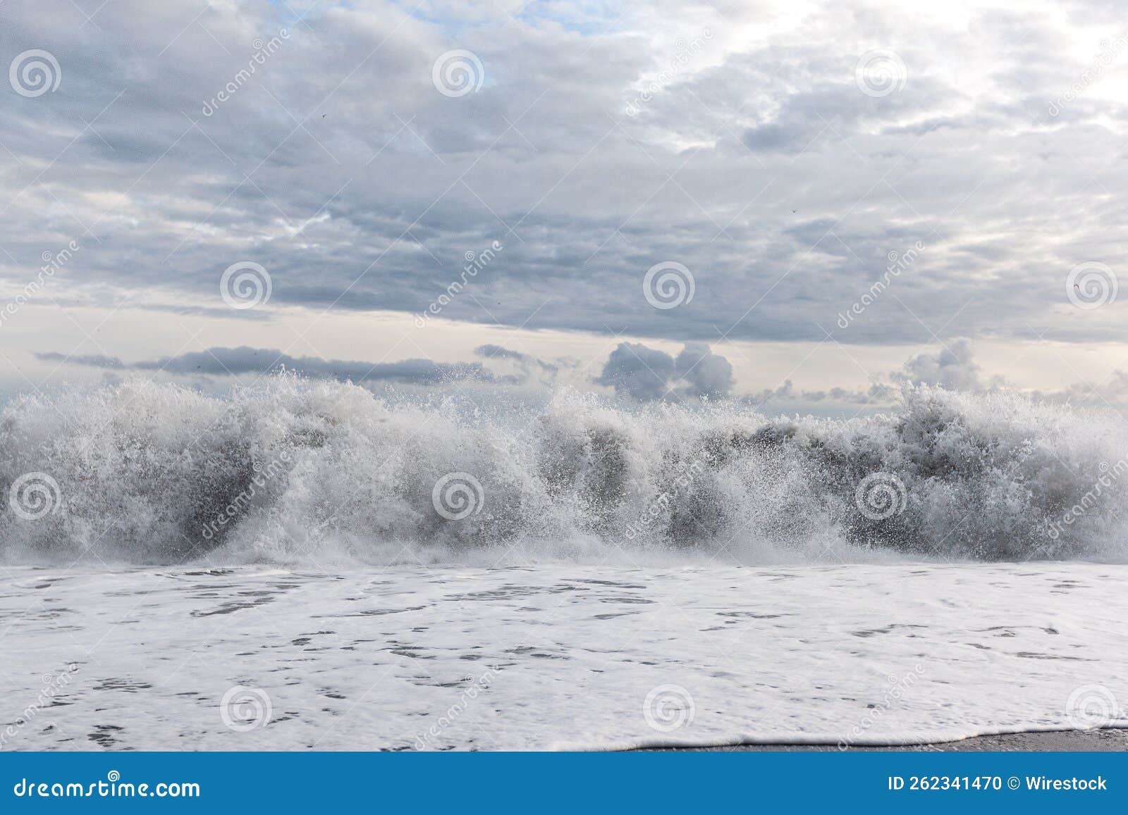 Beautiful View of Rumbling Big Waves Hitting the Shore Stock Photo ...