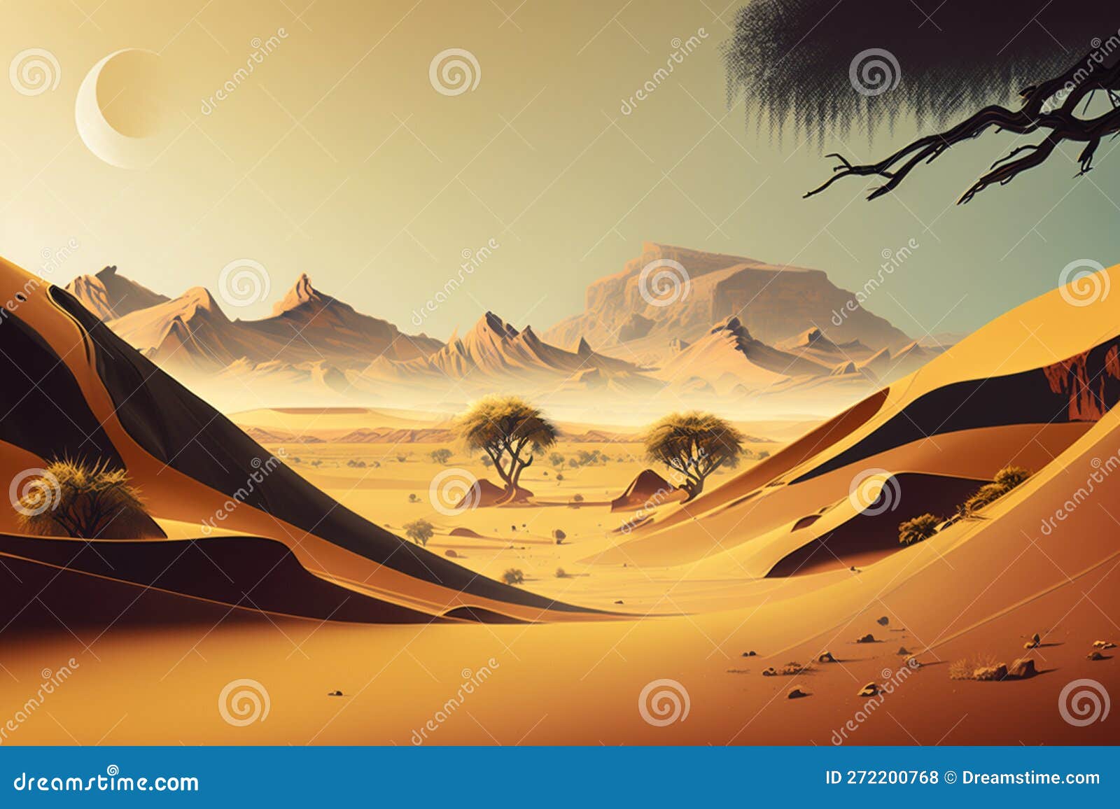 A Beautiful View of Sand Dunes in the Desert, AI Generated Stock ...