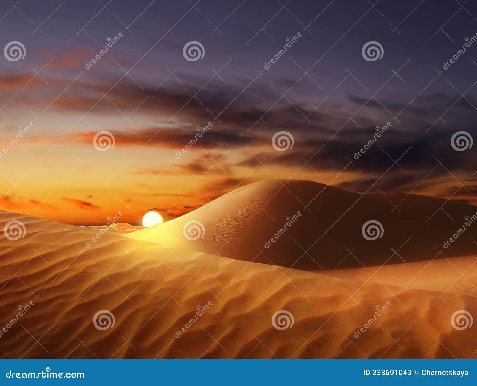 Beautiful View of Sandy Desert at Sunset Stock Image - Image of asia ...