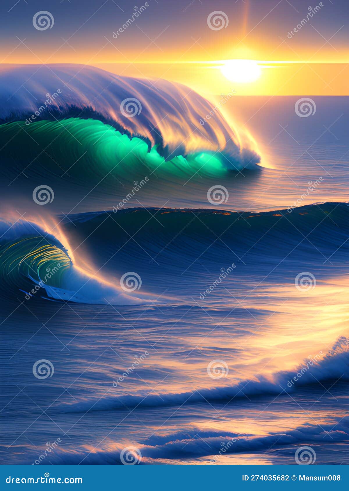 Beautiful View of the Sea , Tsunami Waves , AI Generated Stock Photo ...