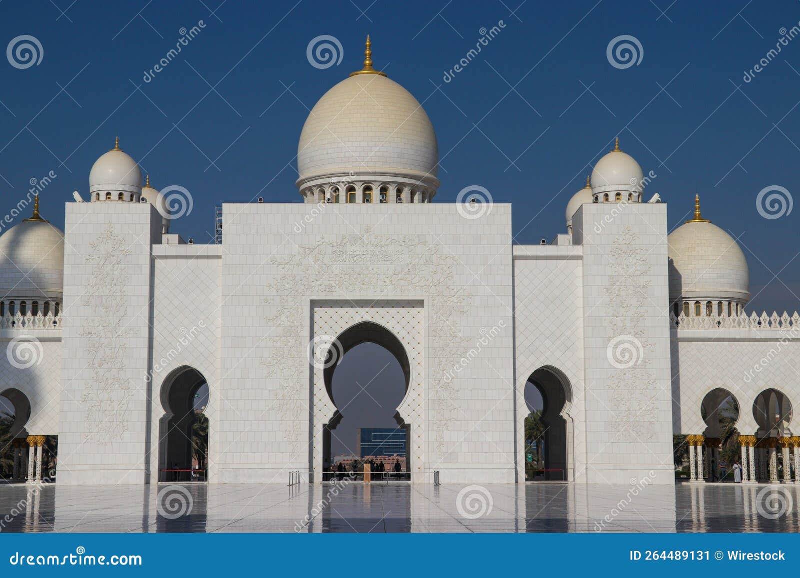 Beautiful View of the Sheikh Zayed Mosque with Golden Patterns Stock ...