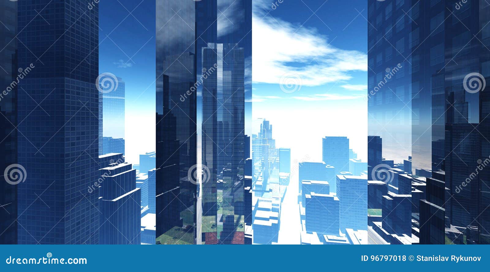 Beautiful View of the Skyscrapers Stock Illustration - Illustration of ...