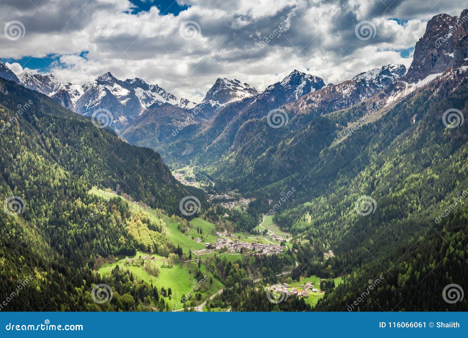 Beautiful View of Small Town in Dolomites in Spring Stock Image - Image ...
