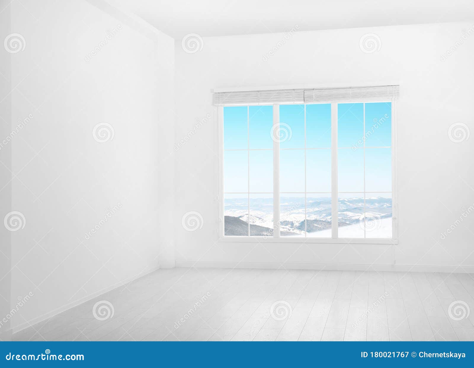 View of Snowy Mountains through Big Window Stock Image - Image of ...