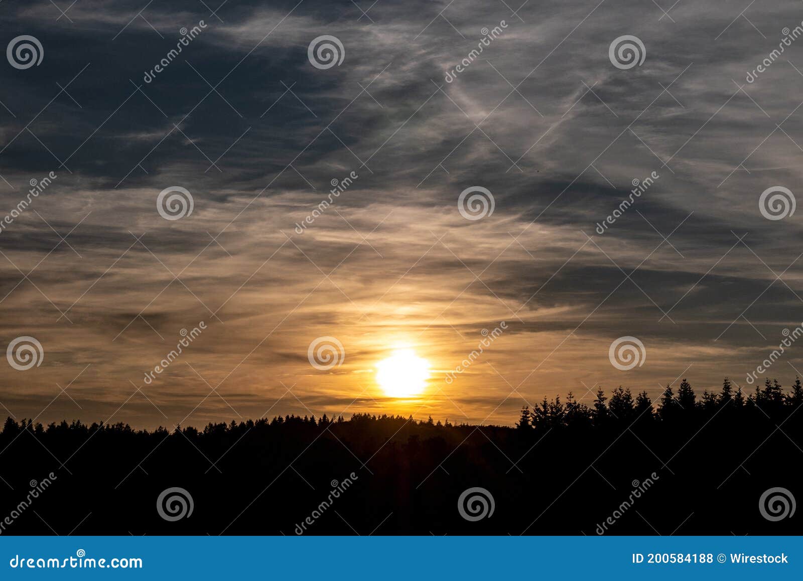 Beautiful View of Sunrise Over the Trees Stock Photo - Image of ...