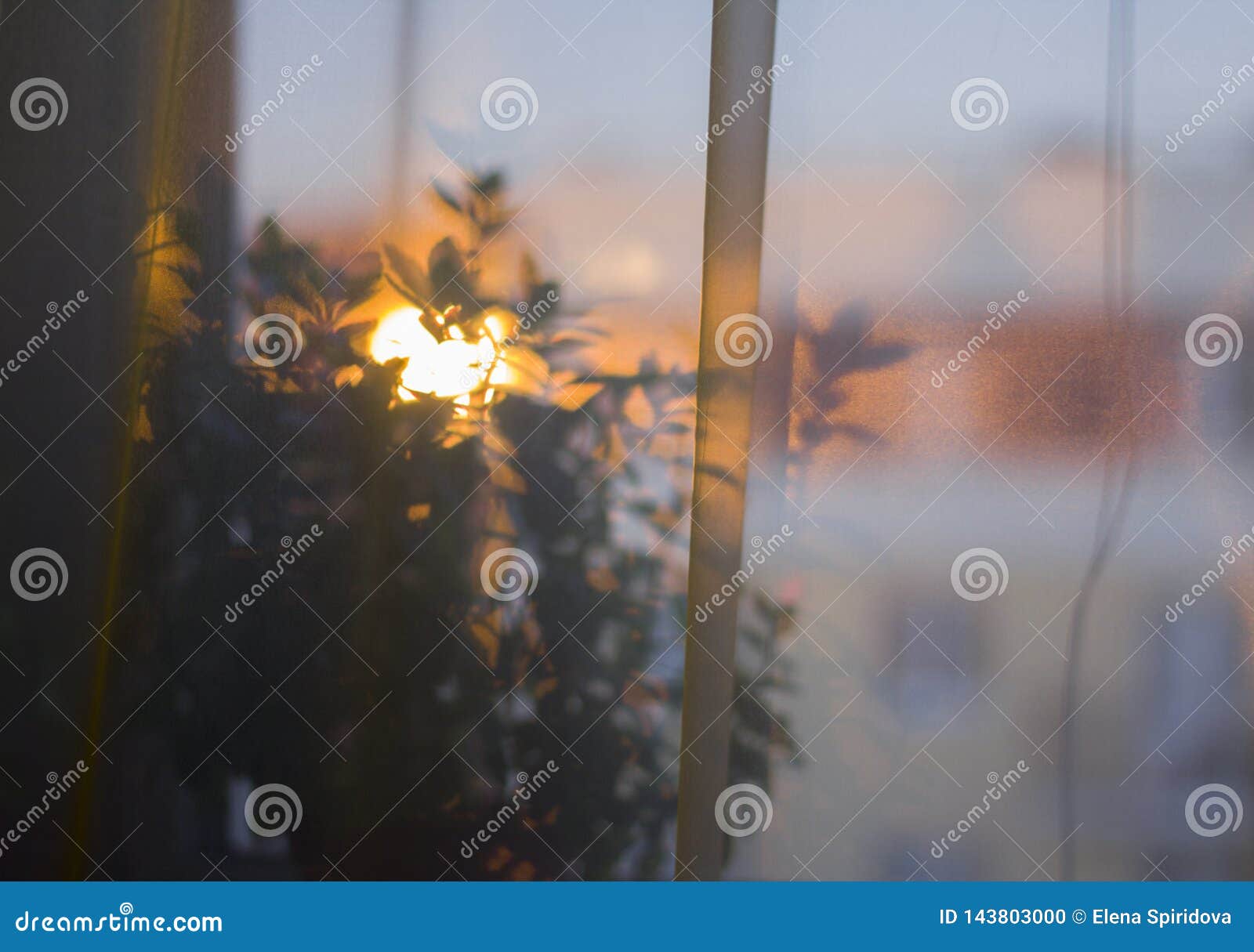 Beautiful View of the Sunset on the Blurred View from the Window Stock ...