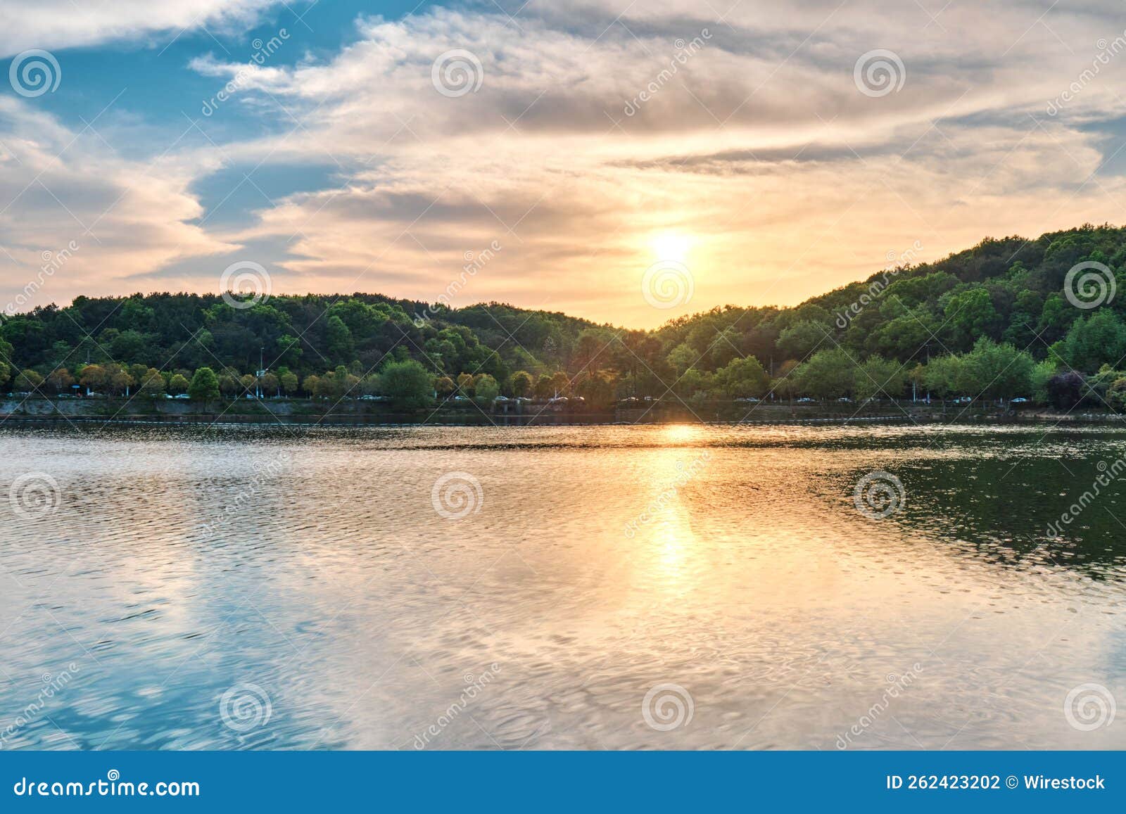 Beautiful View of the Sunset Sky Over the Lake Stock Photo - Image of ...