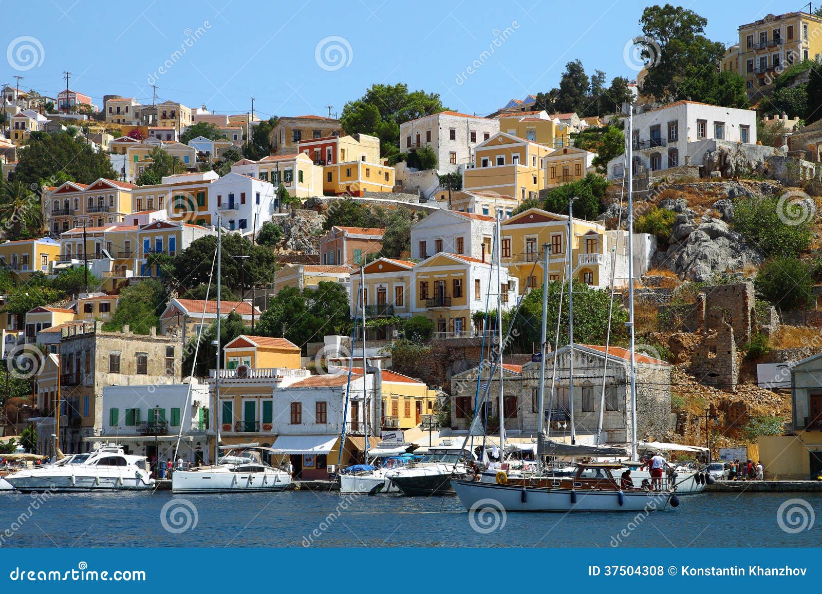 Beautiful View of Symi Island in Greece Stock Photo - Image of front ...