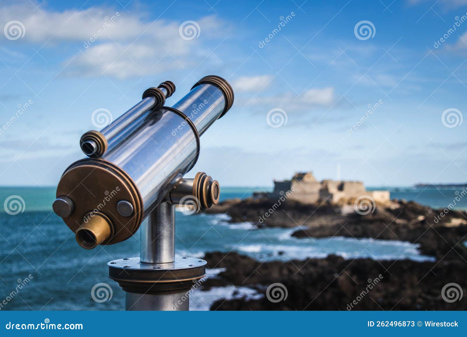 Beautiful View of a Telescope Set in Front of the Beach Stock Image ...