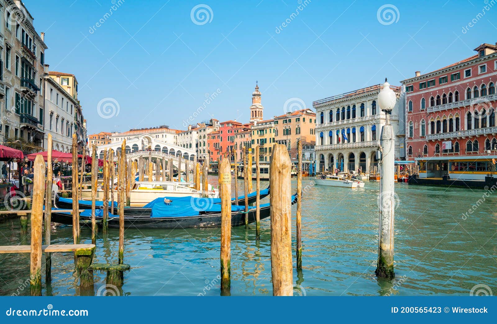 Beautiful View Of Traditional Gondola On Famous Canal Grande With