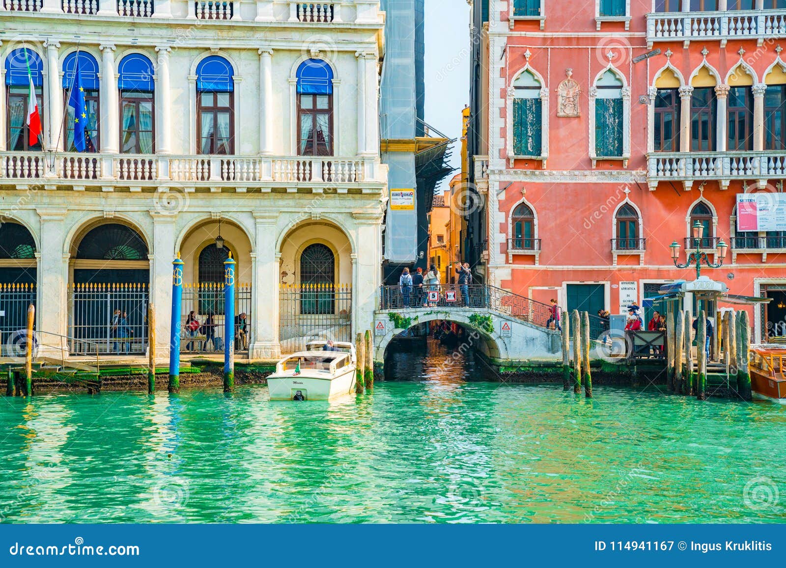 Beautiful View Of Traditional Gondola On Famous Canal Grande Editorial