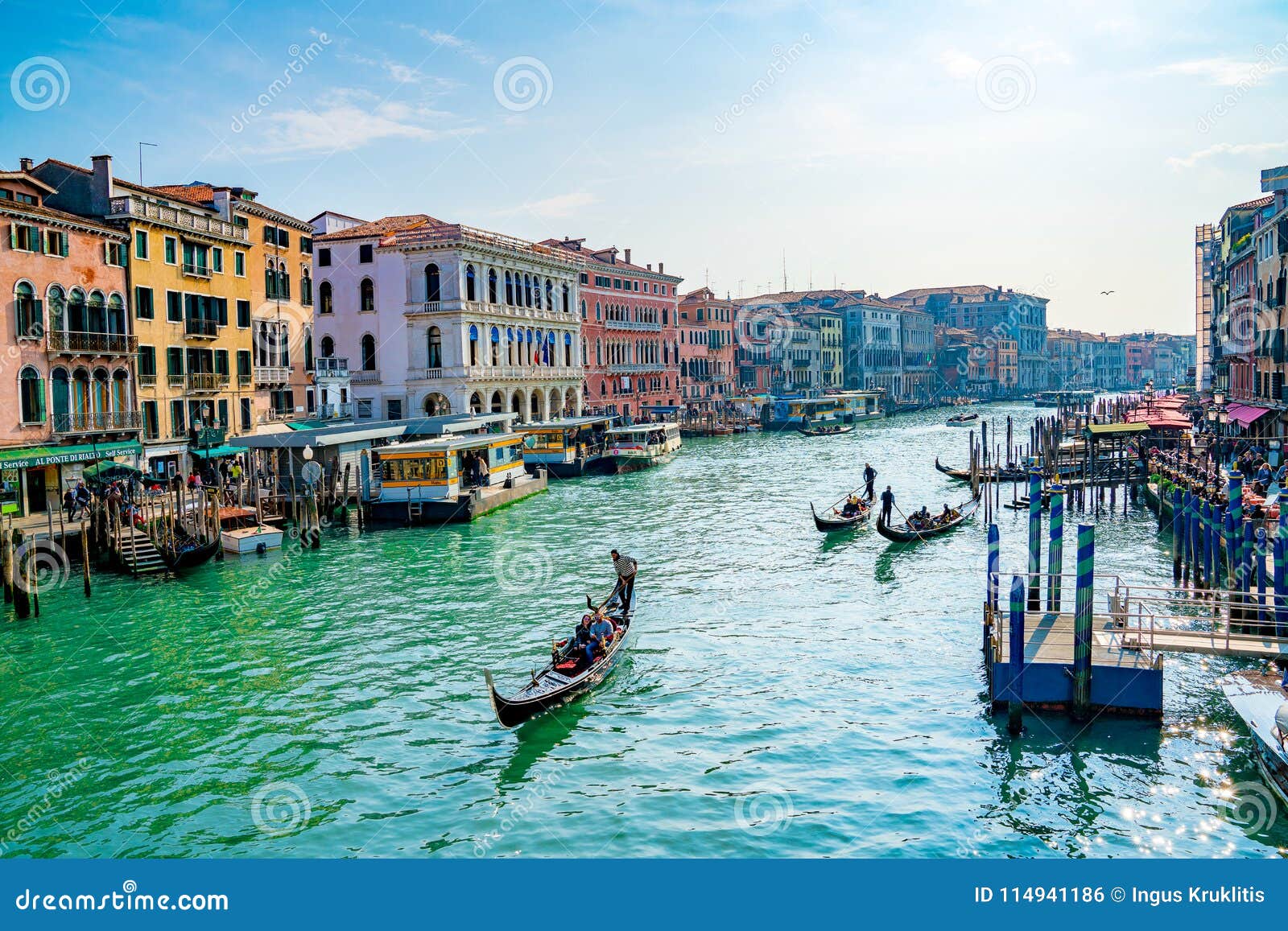 Beautiful View Of Traditional Gondola On Famous Canal Grande Editorial